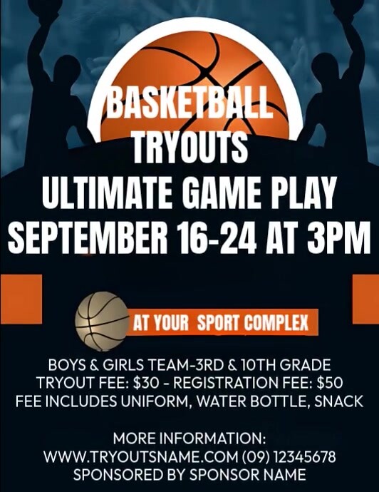 Basketball Tryouts Flyer Template | PosterMyWall