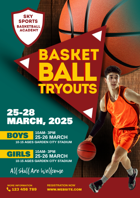 basketball tryouts flyer Template | PosterMyWall
