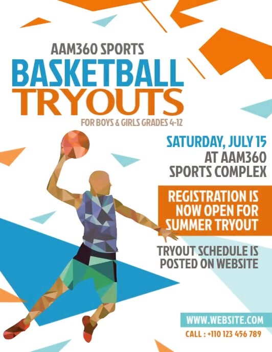 Basketball Tryouts Flyer Template | PosterMyWall