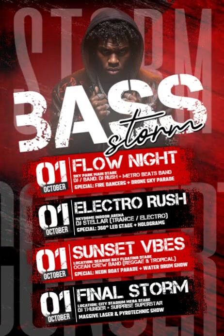 BASS STORM PARTY NIGHTS Template | PosterMyWall