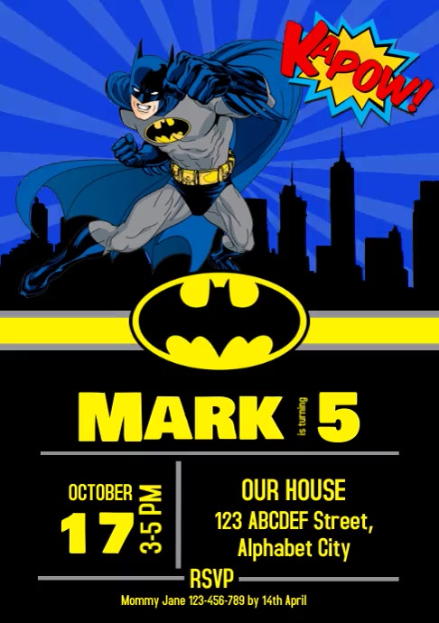 Batman Birthday Invitation Template | PosterMyWall