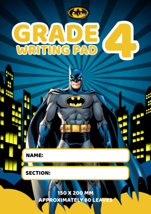 Batman Grade 4 Writing Pad cover Template | PosterMyWall