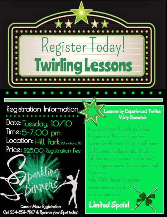 Plantilla de Baton Twirling Lessons | PosterMyWall