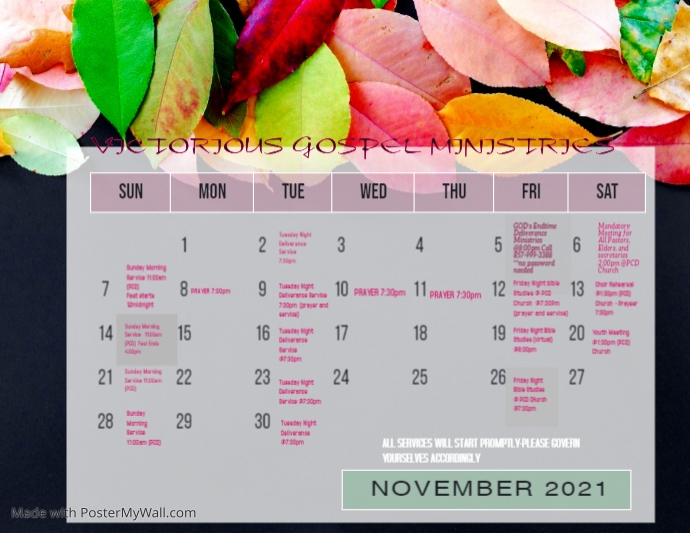 Copy of Copy of November Calendar Flyer Template | PosterMyWall