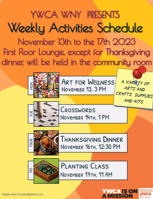 Weekly Activities Schedule (4) | PosterMyWall