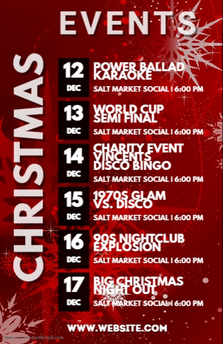 Christmas calendar, Christmas events,calendar | PosterMyWall