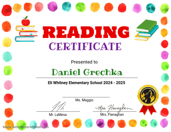 Editable Reading Certificate | PosterMyWall