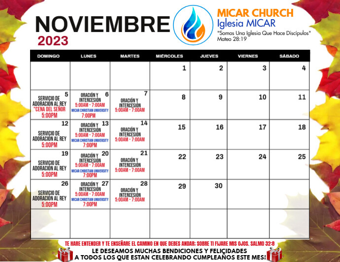 November 2023 Monthly Events Calendar | PosterMyWall
