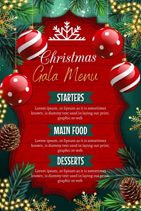 christmas menu, menu, new year menu (1) | PosterMyWall