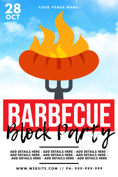 BBQ Block Party Poster Template | PosterMyWall