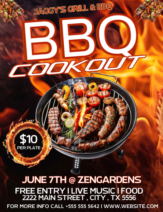 BBQ COOKOUT Template | PosterMyWall