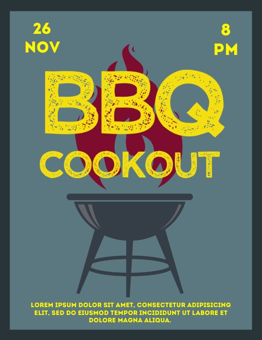 Blue and Yellow Barbecue Cookout Event Flyer Template | PosterMyWall