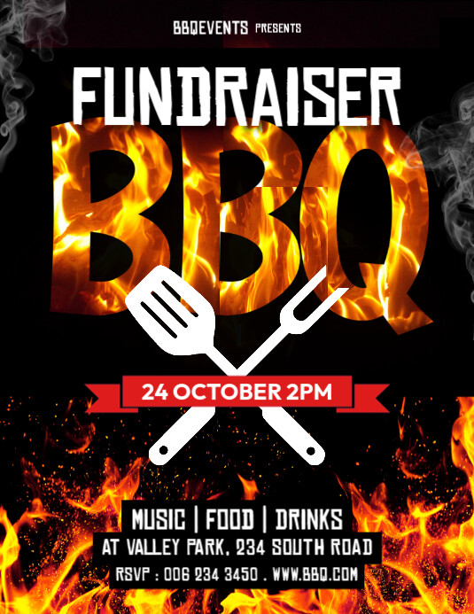 BBQ Fundraiser event invite flyer template | PosterMyWall