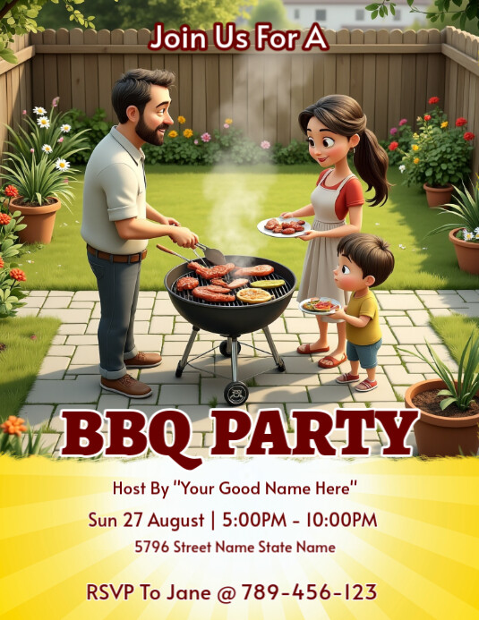BBQ Party Invitation Flyer Template | PosterMyWall