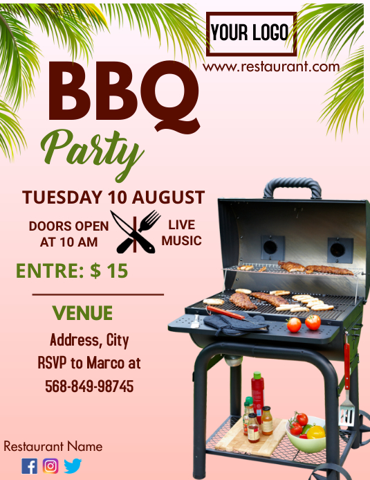 BBQ party Poster Template | PosterMyWall