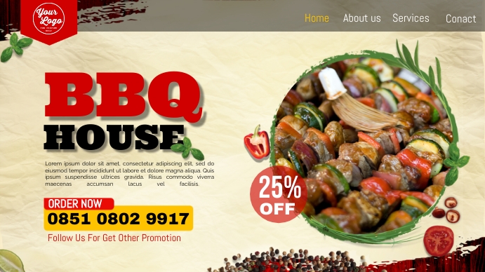 Copy of BBQ Restaurant Website Banner Design Template | PosterMyWall