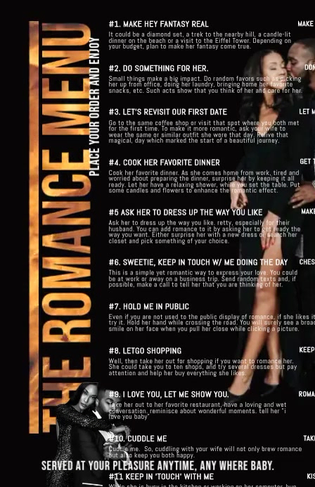Copy of 2 THE ROMANCE MENU | PosterMyWall
