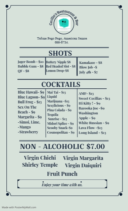 Bar menu design template | PosterMyWall