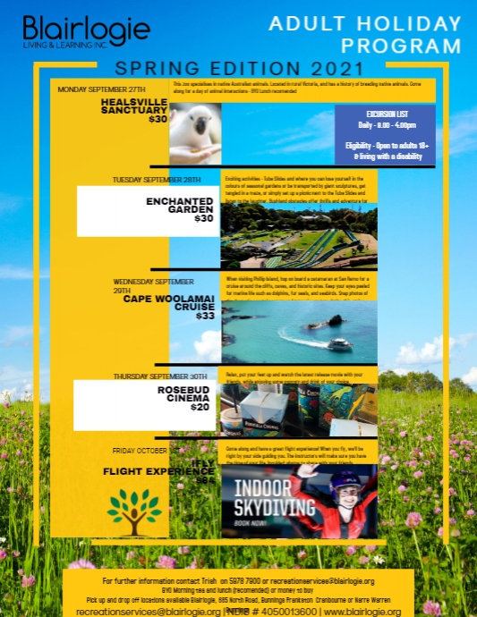 Poster_ Excursion - Adult holiday program 2021 | PosterMyWall