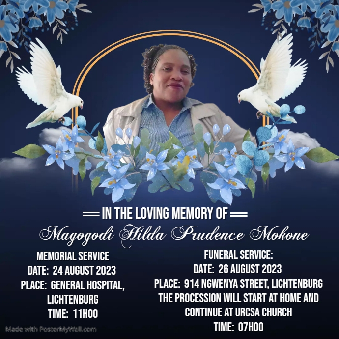 Memorial Service Magogodi Mokone 1 | PosterMyWall