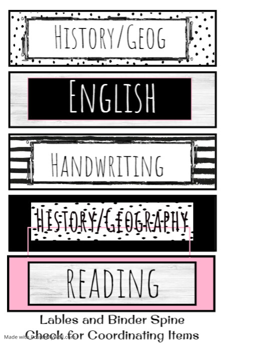 Pink Farmhouse Teacher Lables and Binder Spin (4) | PosterMyWall