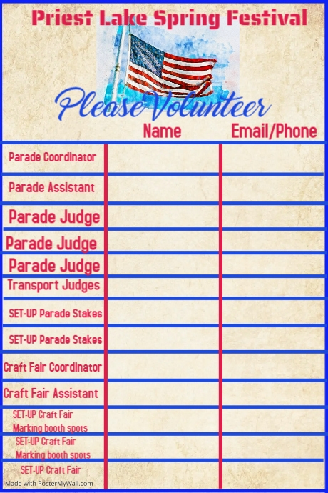 4th of July Volunteer Sign Up Sheet | PosterMyWall