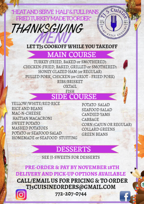 Copy of Copy of thanks giving menu (1) | PosterMyWall