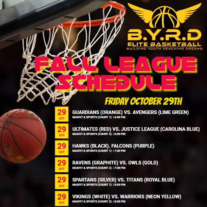 Copy of 2021 Fall League Schedule | PosterMyWall
