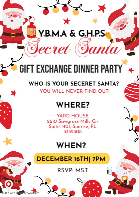 secret sant, santa party,event | PosterMyWall