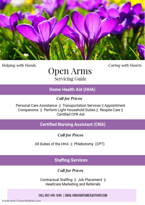 Open Arms Servicing Guide | PosterMyWall