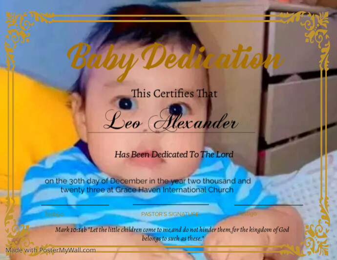 baby dedication certificate poster | PosterMyWall