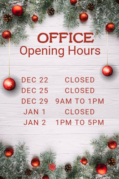 Copy of Copy of Christmas Opening Hours Poster Template | PosterMyWall
