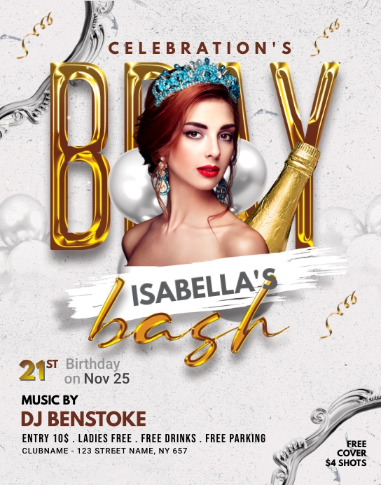 Bday bash night party social media ad Template | PosterMyWall