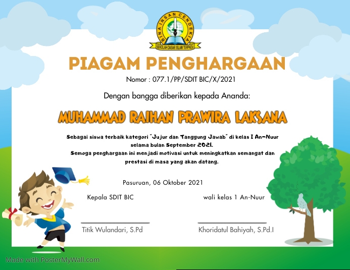 Copy of Salinan Sky and grass kindergarten diploma certifcate ...