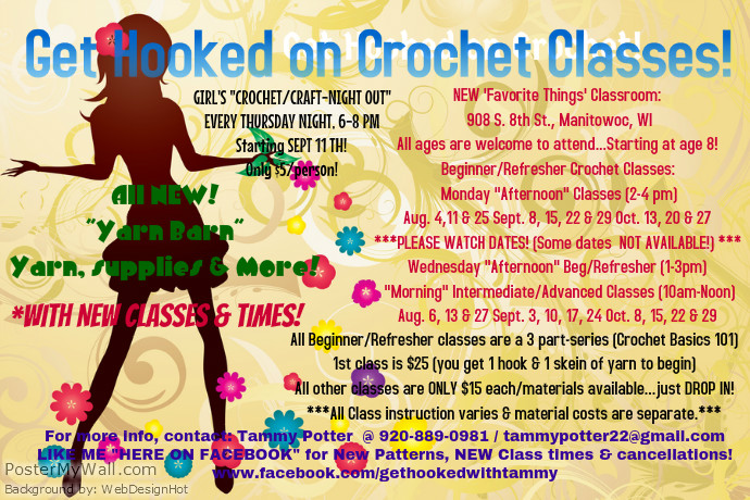 Get Hooked on Crochet Classes | PosterMyWall