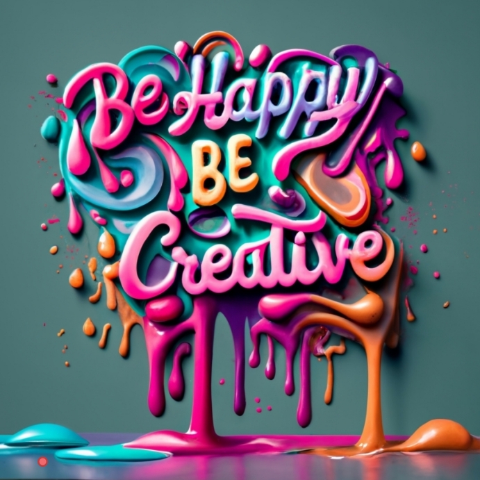 Copy of Be happy Be creative art ink splash design | PosterMyWall