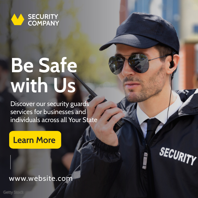 Copy of be safe with us security agency advertising i | PosterMyWall