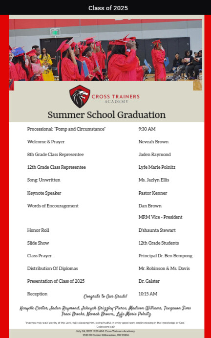 Graduation Commencement Program Flyer Design | PosterMyWall