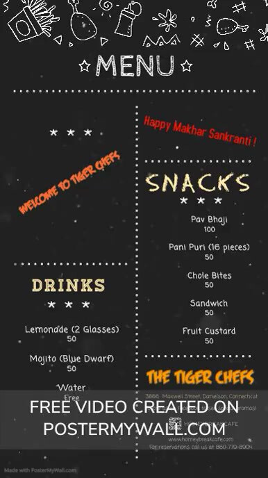 Chalkboard Breakfast Menu Digital Display Video | PosterMyWall