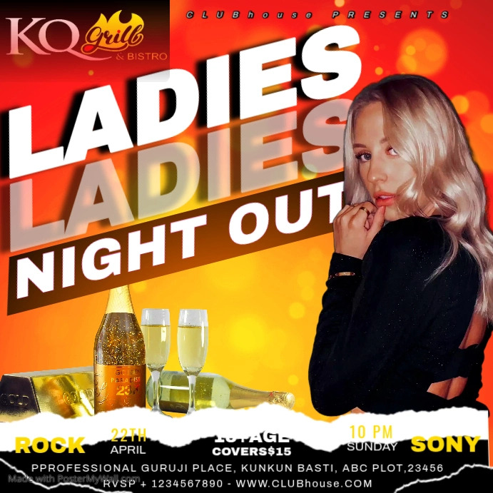 ladies night out party/disco night party | PosterMyWall