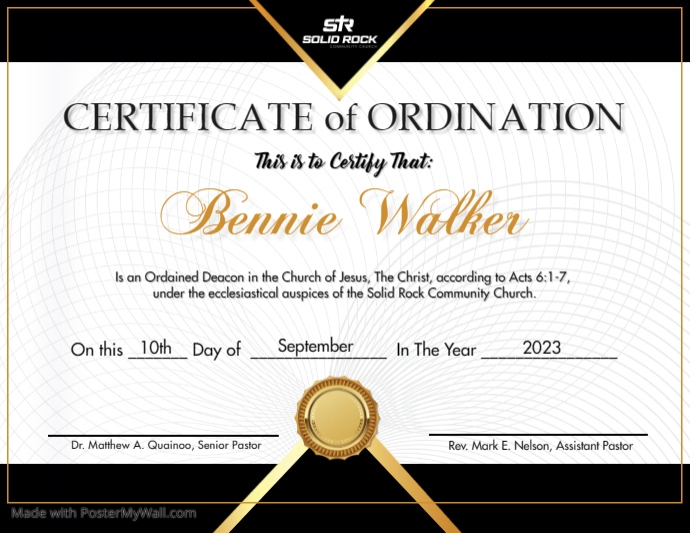 Certificate of Ordination | PosterMyWall
