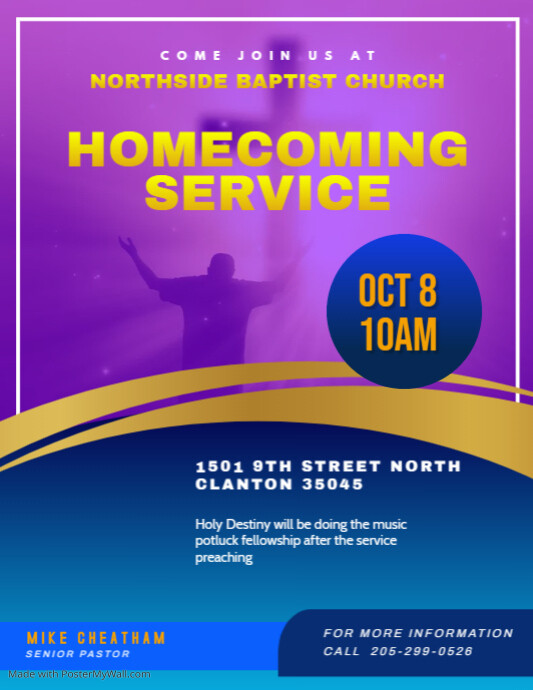 Copy of Homecoming Church Service | PosterMyWall