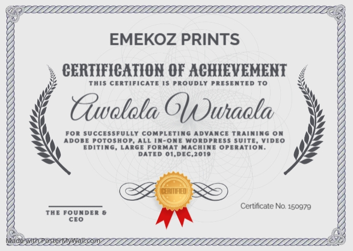 Custom Certificate Design Template | PosterMyWall