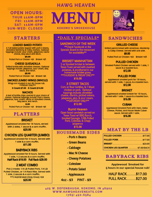 HH Restaurant Menu Side 1 | PosterMyWall