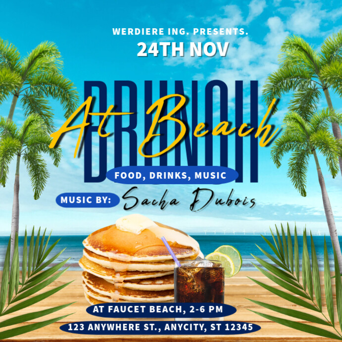 Beach brunch party Template | PosterMyWall