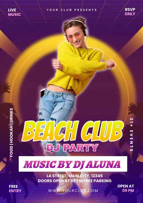 Beach Club Dj Party Poster Template | PosterMyWall