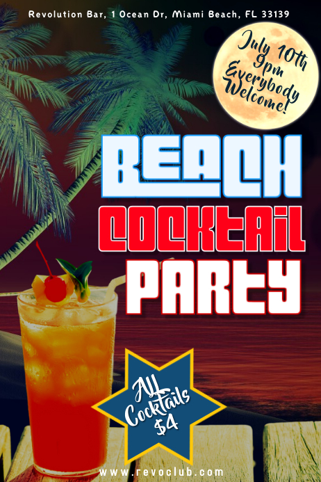 Beach Cocktail Party Poster Template | PosterMyWall