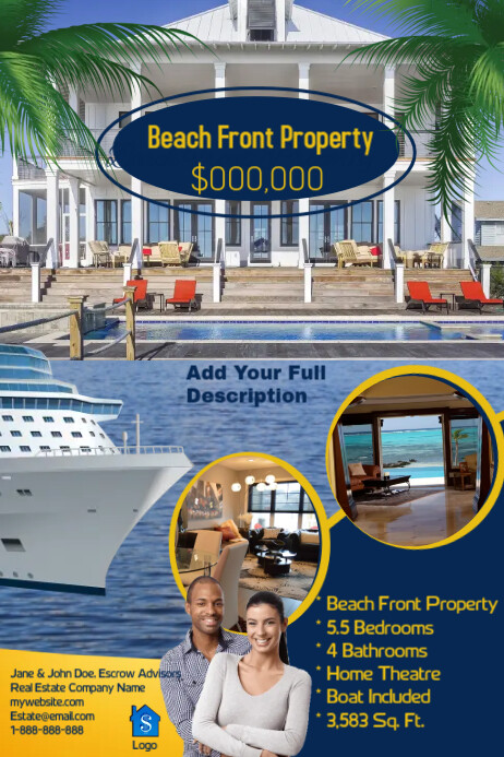 Beach Front Property Template | PosterMyWall