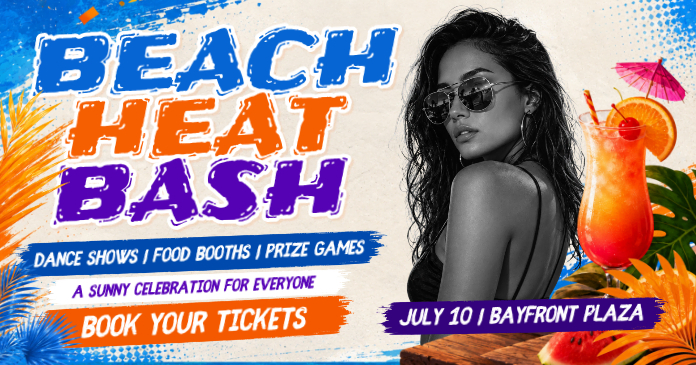 White Beach Party Facebook Post Template | PosterMyWall
