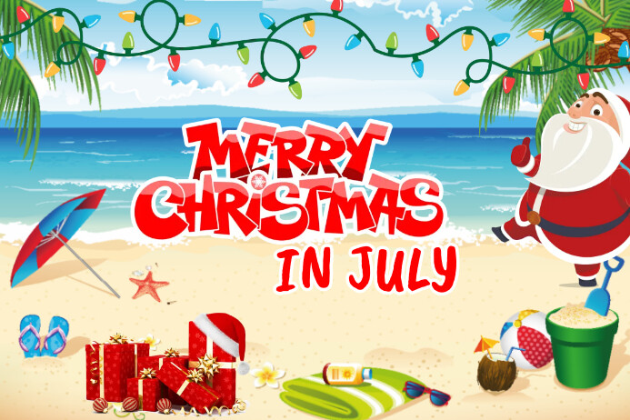 Copy of Beach Illustrative Christmas In July Poster | PosterMyWall